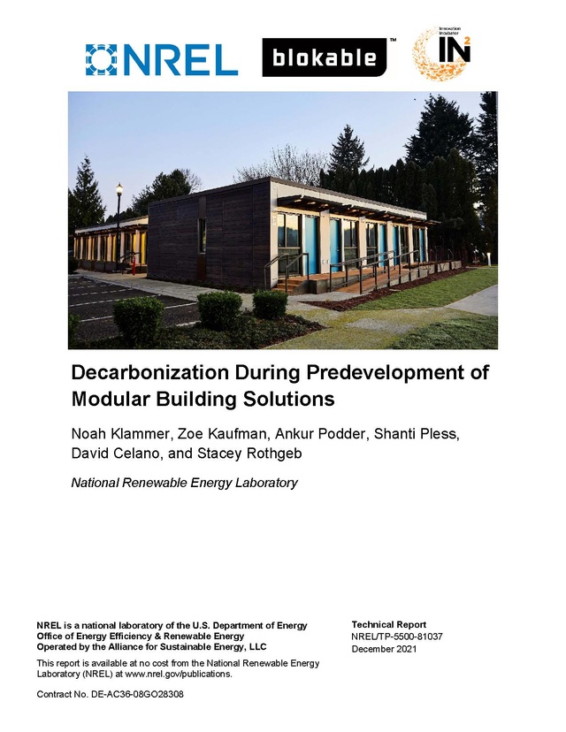 Decarbonization During Predevelopment of Modular Building Solutions - OpenCommons