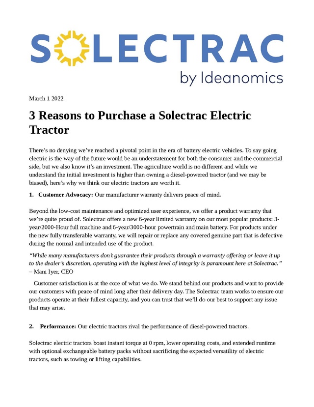 Solectrac Electric Tractor - OpenCommons