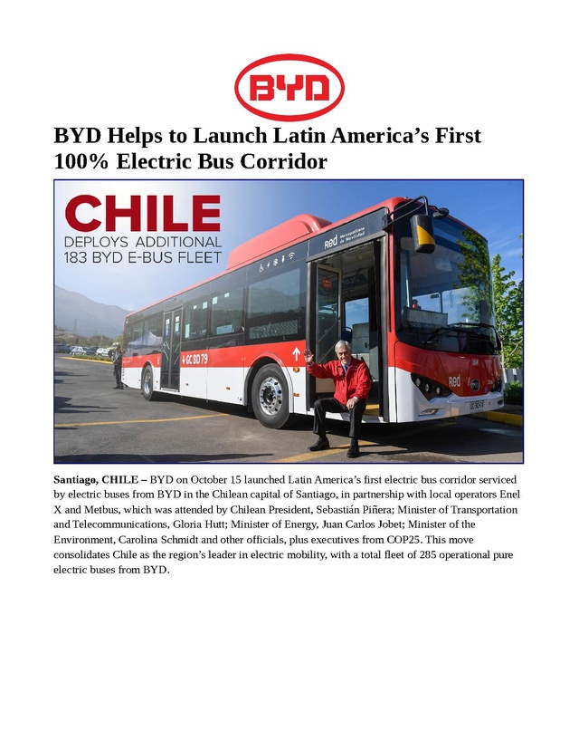 BYD delivers electric buses to Santiago Chile - OpenCommons
